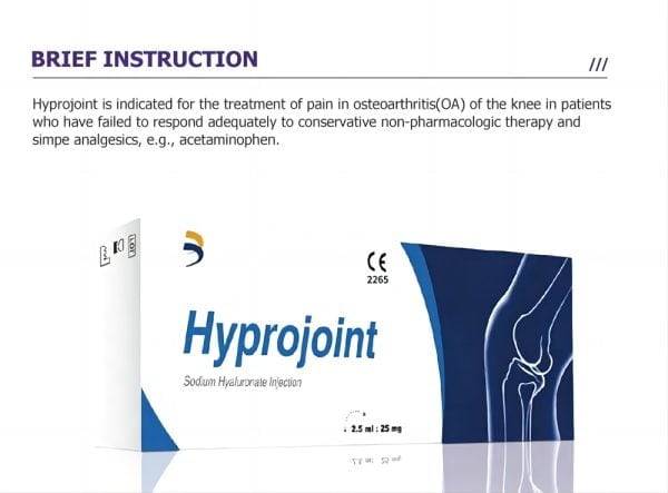 Hyprojoint Sodium Hyaluronate Injection for Knee Joint Pain 2.5ml/Syr